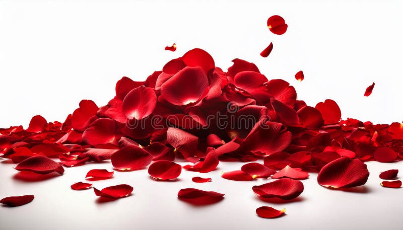 Pile of Red Rose Petals on a White Background Stock Illustration ...