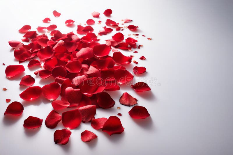 Pile of Red Rose Petals on a White Background Stock Illustration ...