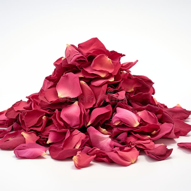 Pile of Red Rose Petals on White Background Stock Illustration ...
