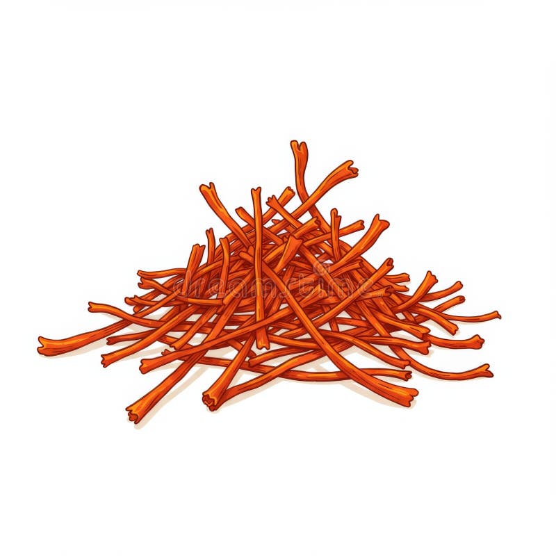 Pile of Red Saffron Threads on White Background Stock Illustration ...