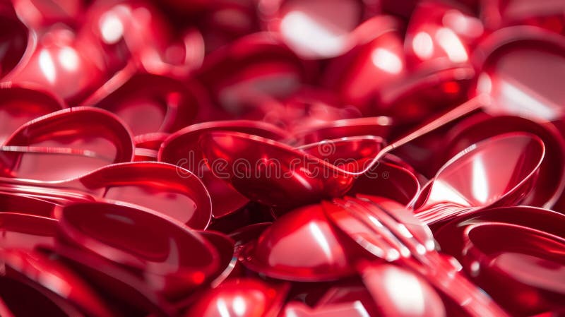 A Pile of Red Spoons and Forks are Piled Together Stock Illustration ...