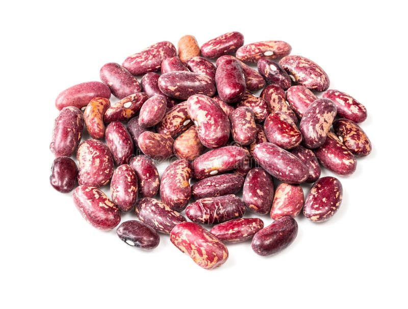 Pile of Red Spotted Pinto Beans Closeup on White Stock Photo - Image of ...