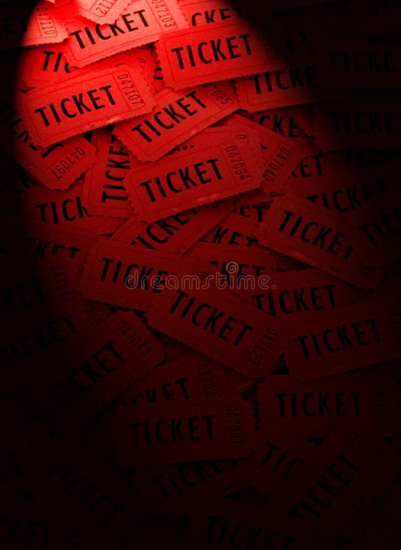 Pile of Red Tickets with Spotlight Stock Photo - Image of purchase ...