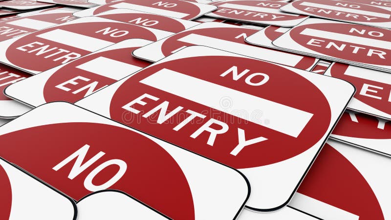 Pile of Red and White No Entry Signs Stock Illustration - Illustration ...