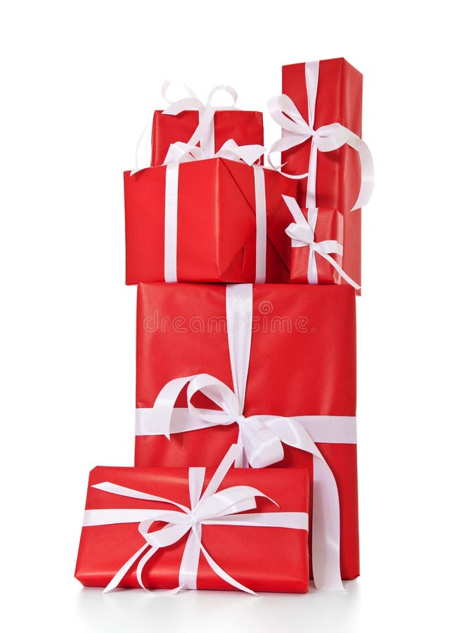 Wrapped Presents with Bows and Ribbons Stock Photo - Image of card ...