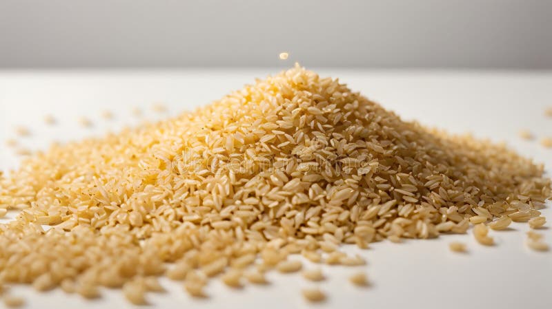 Pile of Rice Groats on a White Background. the View of the Top Stock ...