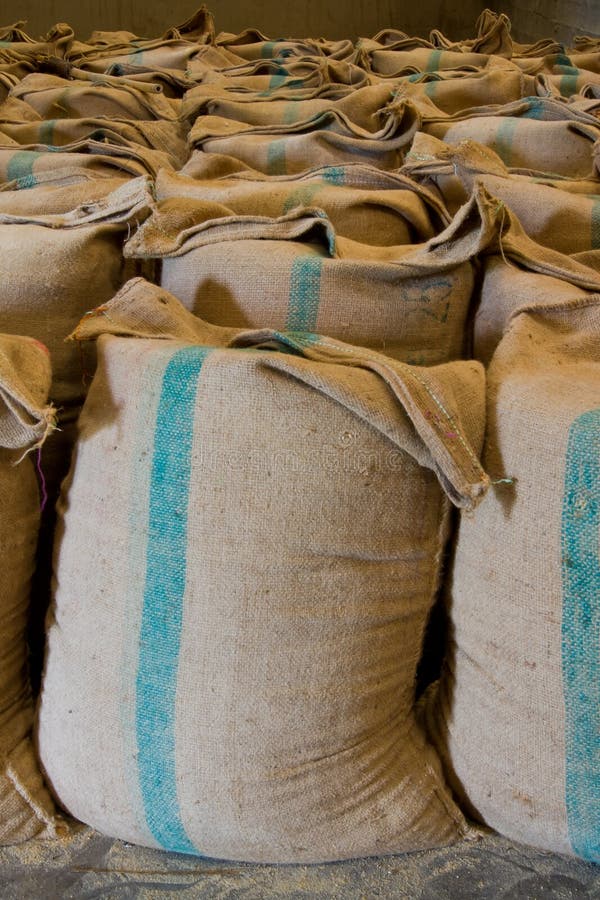 Pile of rice sacks. stock photo. Image of packaging, dock - 31873658