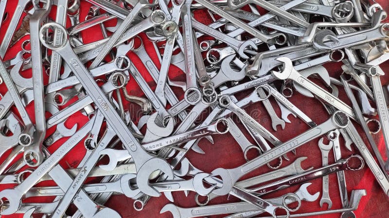 Pile of Ring Wrench Tools. Chrome Vanadium Stock Image - Image of auto ...