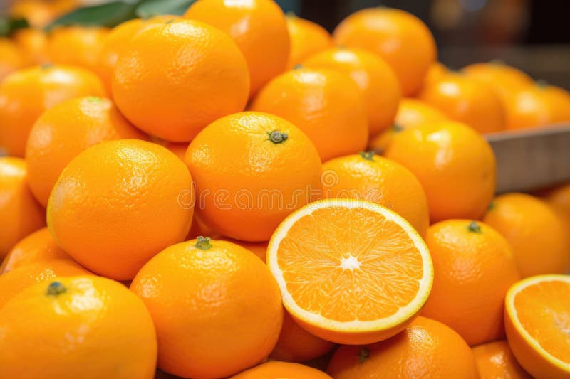 Pile of Ripe Oranges on a Market Stall Stock Illustration ...