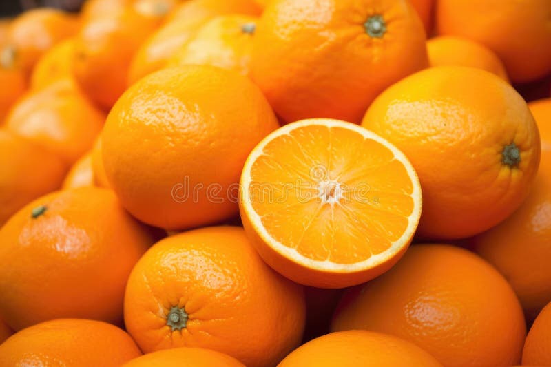 Pile of Ripe Oranges on a Market Stall Stock Illustration ...
