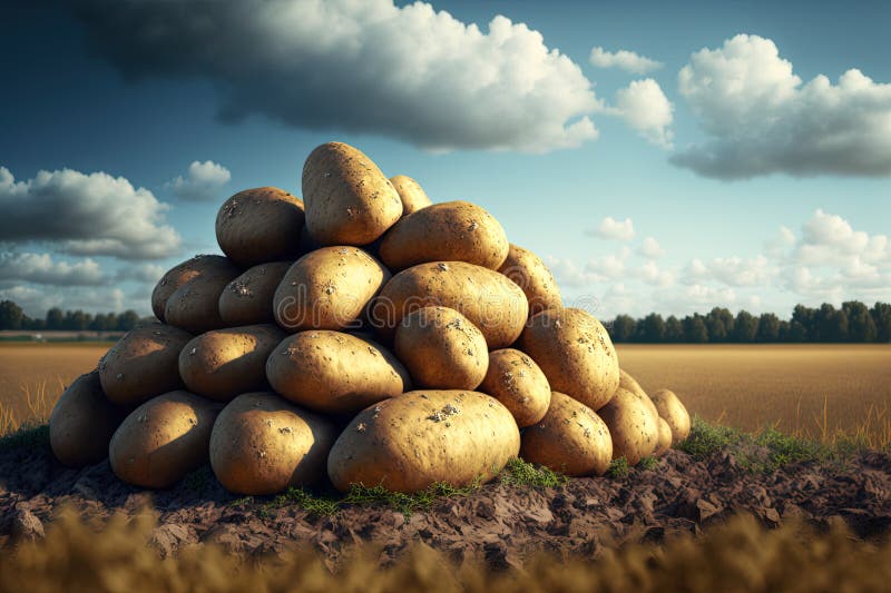 A Pile of Ripe Potatoes in the Field. Generative AI Stock Illustration ...