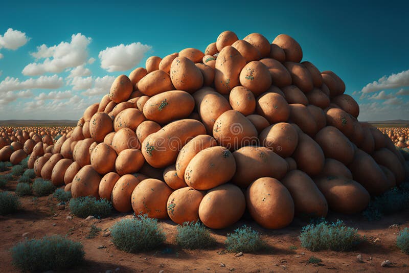 A Pile of Ripe Potatoes in the Field. Generative AI Stock Illustration ...