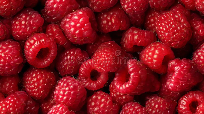 A Pile of Ripe Raspberries Sitting on Top of Each Other Stock Photo ...