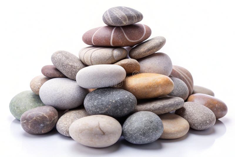 Pile of River Stones on White Background Stock Illustration ...