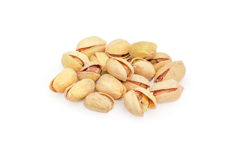 Roasted Pistachio Nuts on Dish on Gray Background, Side View Stock ...