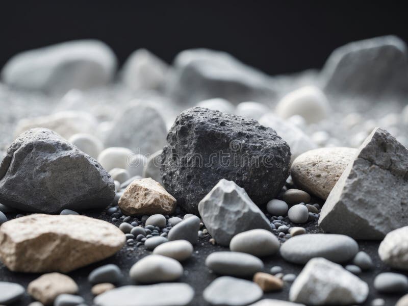 Pile Rocks Boulders Black Background are Different Sizes Very Small ...
