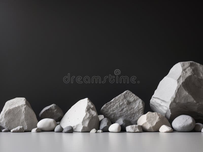 Pile Rocks Boulders Black Background are Different Sizes Very Small ...
