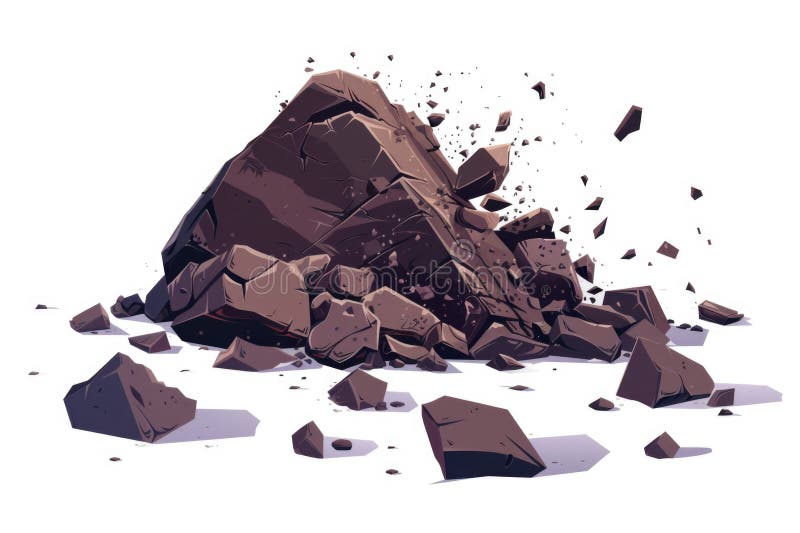 A Pile of Rocks and Debris on a White Surface Stock Photo - Image of ...