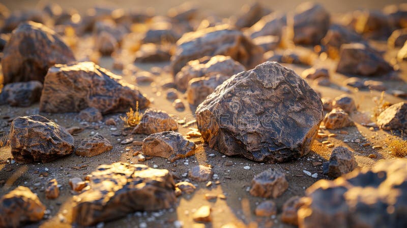 A Pile of Rocks in the Desert at Sunset. AIG51A Stock Photo - Image of ...