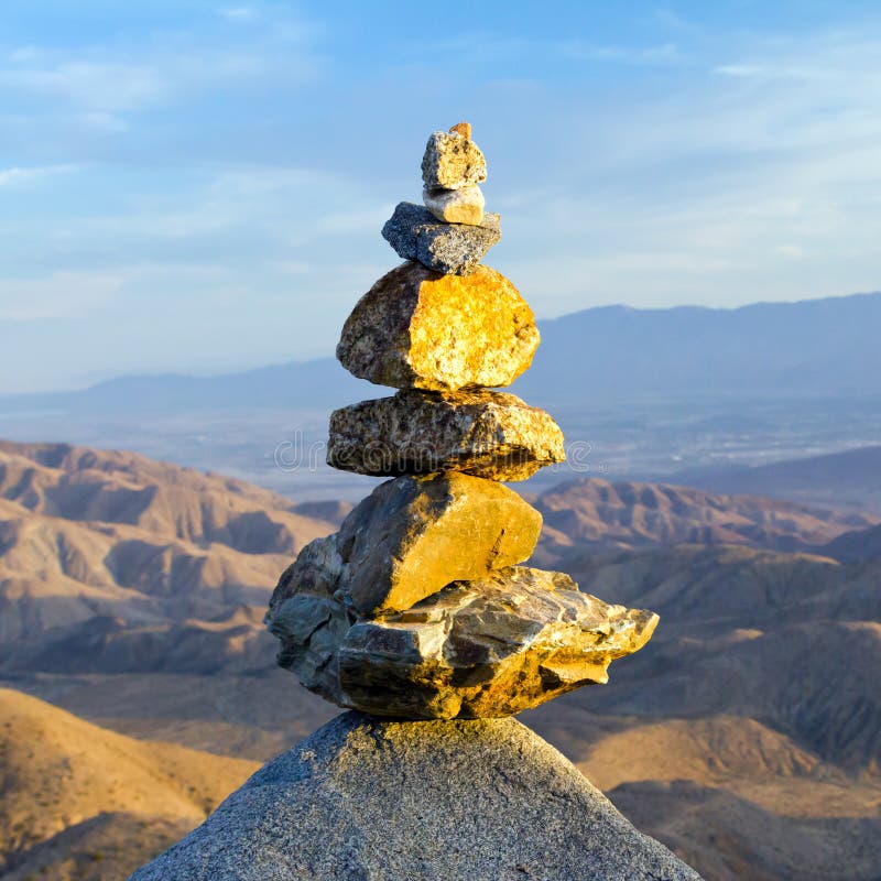 Pile of Rocks in Desert Sunset Landscape Stock Image - Image of ...