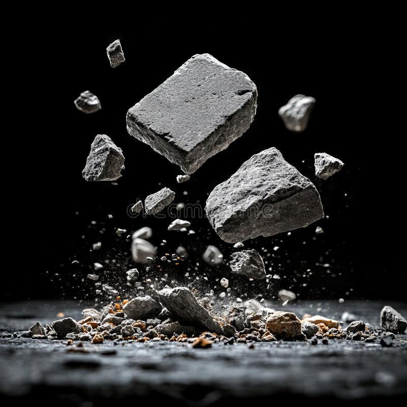 Pile Rocks Falling Air Black Background Stock Photos - Free & Royalty ...