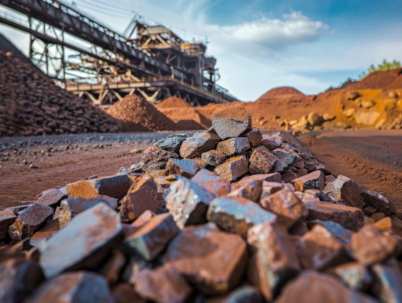 A Pile of Rocks in Front of a Large Mine Stock Image - Image of front ...