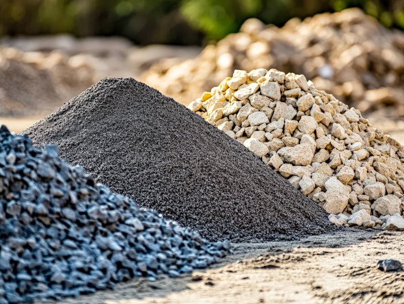 Pile of Rocks and Gravel with a Pile of Black Gravel on Top Stock Photo ...