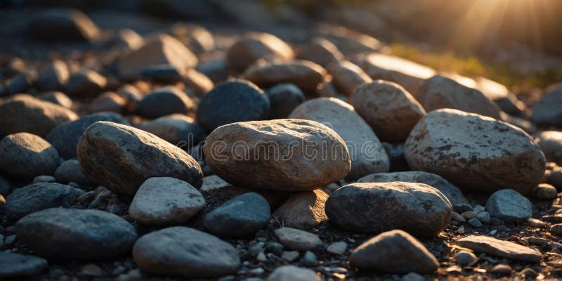 A Pile of Rocks is on the Ground with a Bright Light Shining on it ...