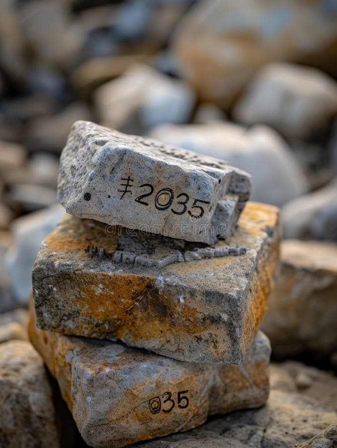 Pile of Rocks with Number 205. Generative AI. Stock Photo - Image of ...