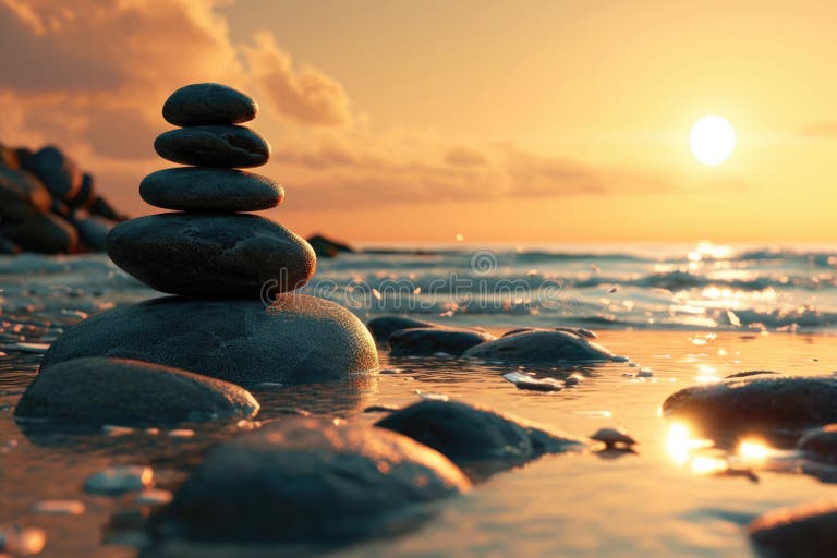 Pile of Rocks on Sandy Beach Stock Image - Image of calm, stack: 375724637
