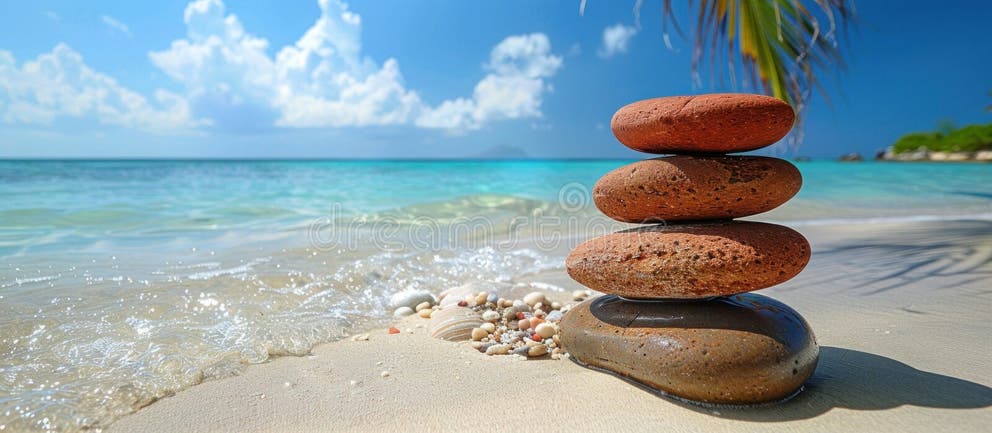 Pile of Rocks on Sandy Beach Stock Image - Image of outdoors, sunny ...