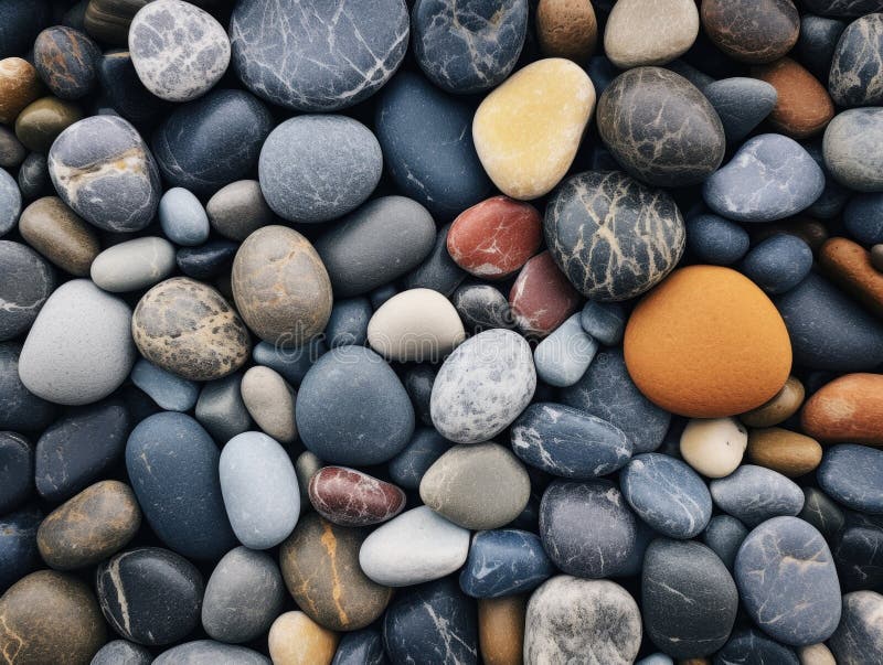 A Pile of Rocks with a Single Orange Rock in the Middle Stock Image ...