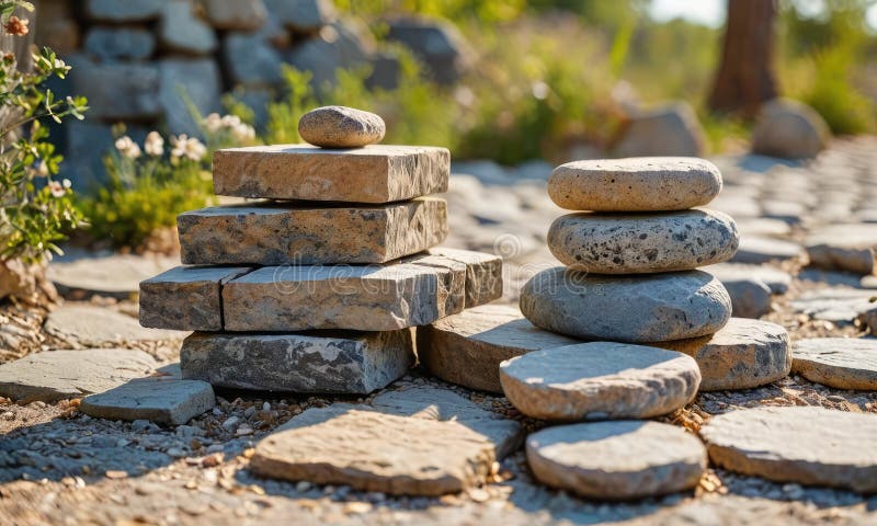 A Pile of Rocks is Stacked on Top of Each Other in a Garden Setting ...