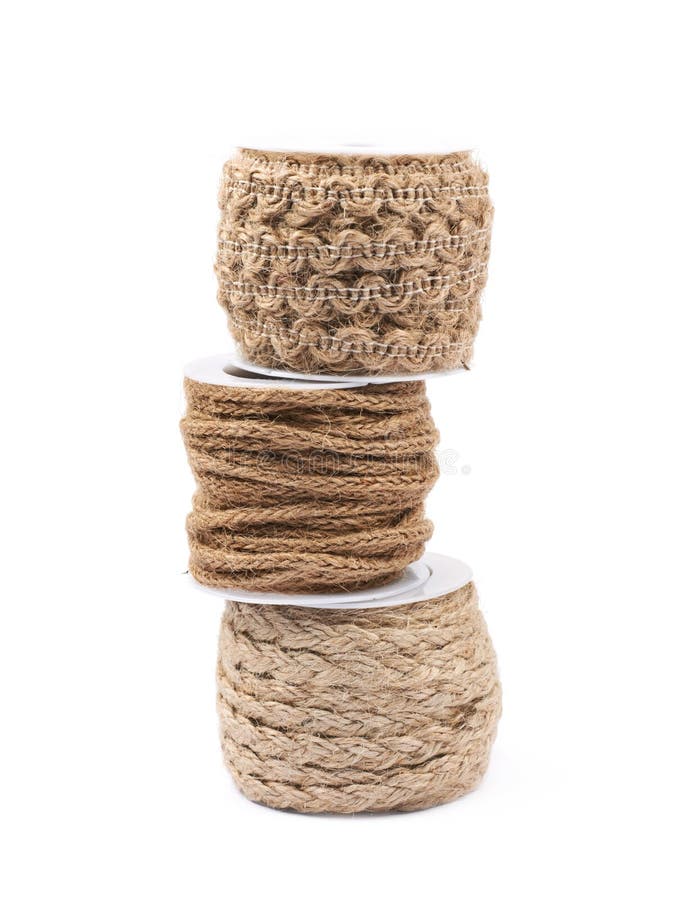 Pile of Rope Bobbins Isolated Stock Image - Image of closeup, knot ...