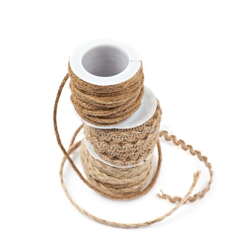 Pile of Rope Bobbins Isolated Stock Photo - Image of line, cord: 86509828