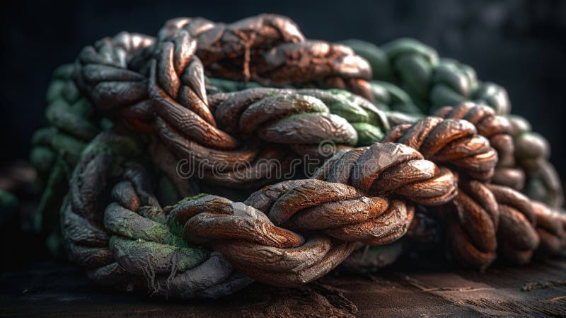 A Pile of Rope Sitting on Top of a Wooden Table Stock Illustration ...