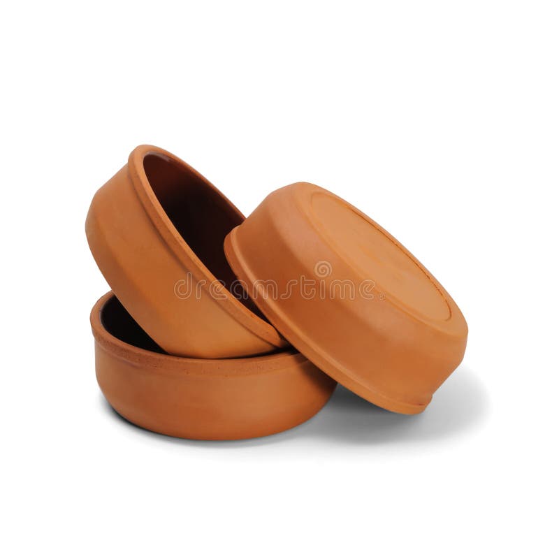 Pile Round Brown Baking Dishes White Background Stock Photos - Free ...