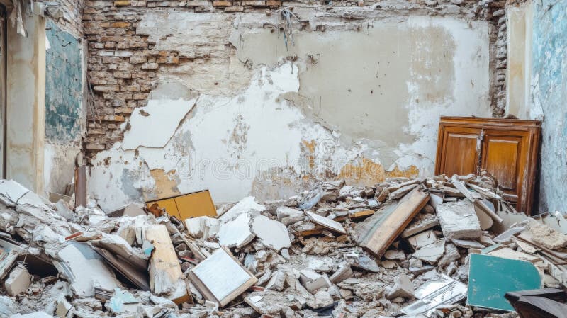 A Pile of Rubble and Debris Inside a Demolished Building Stock ...