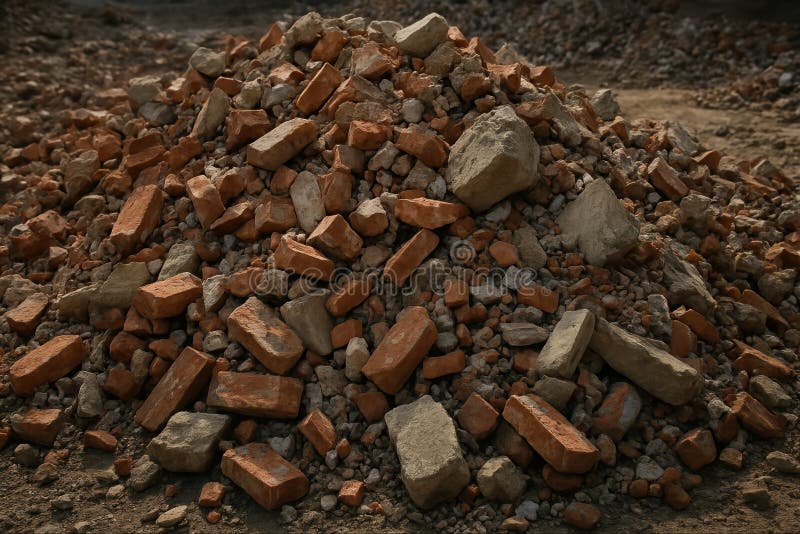 A Pile of Rubble Made of Bricks and Stones Lying on the Ground ...