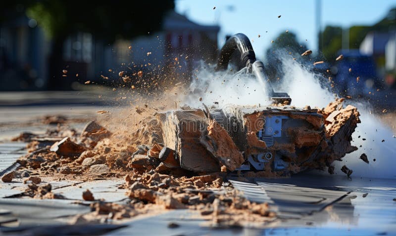 Pile of Rubble on Side of Road Stock Image - Image of site, asphalt ...