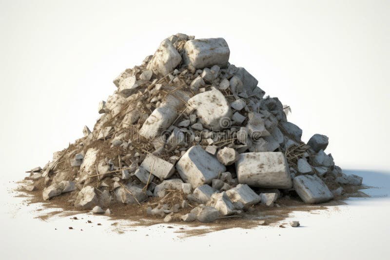 Pile of Rubble Sitting on Top of Pile of Dirt. Generative AI Stock ...