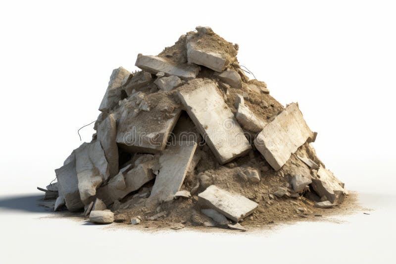 Pile of Rubble Sitting on Top of White Floor. Generative AI Stock ...