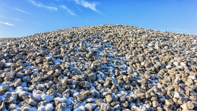 A Pile of Rubble with Snow in Winter Stock Photo - Image of texture ...