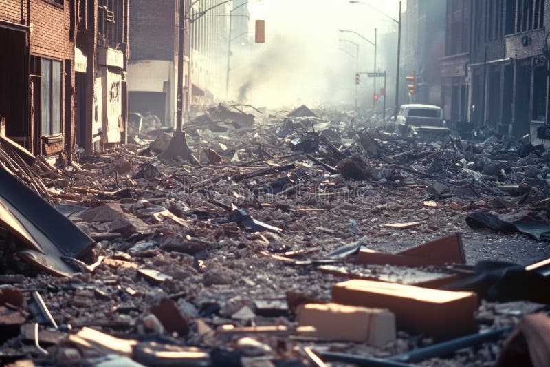 A Pile of Rubble on an Urban Street Scene, Suitable for Use in Disaster ...