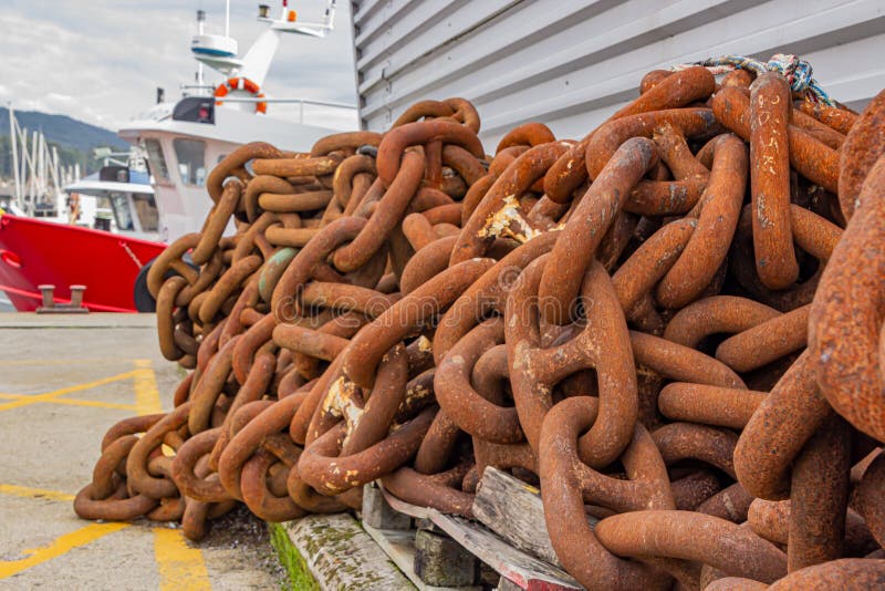 Pile of Rusted Chains at a Boatyard Stock Image - Image of harbor, port ...