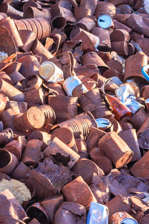 A Pile of Rusty Cans and Bottles Stock Image - Image of scene ...