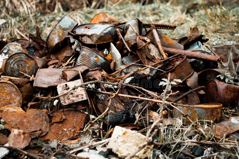 Pile Rusty Cans Garbage on Nature Stock Photo - Image of environmental ...