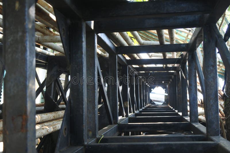 A Pile of Rusty Iron Pillars Supporting the Performance Stage Stock ...