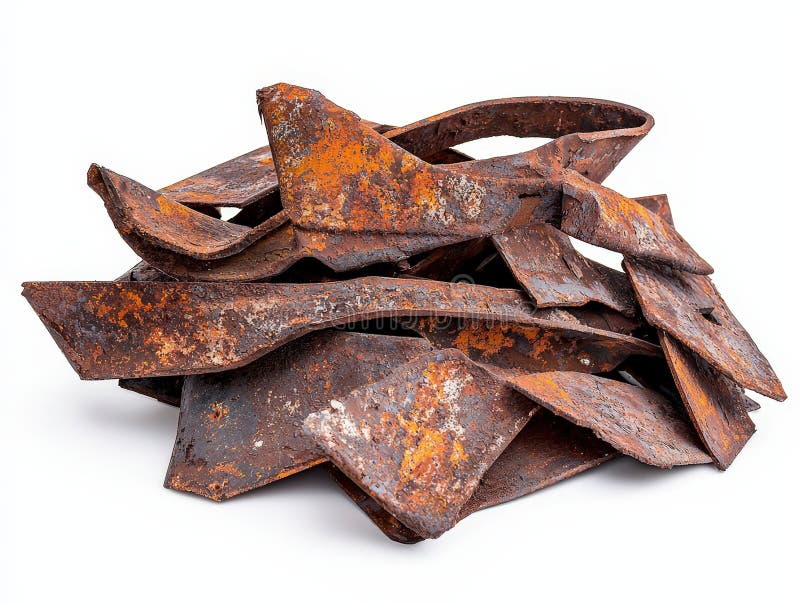 A Pile of Rusty Metal Pieces Scattered on a Surface in an Industrial ...