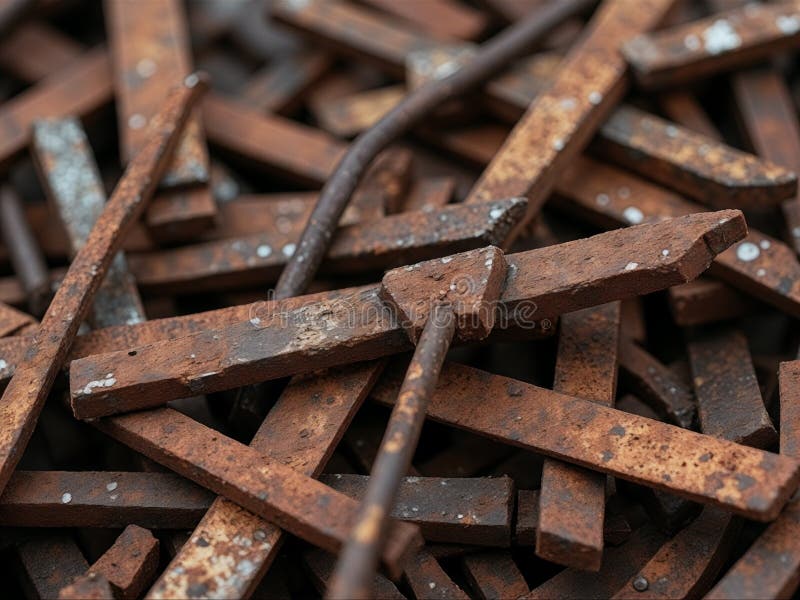 A Pile of Rusty Metal Pieces with a Triangle Shape in the Middle Stock ...